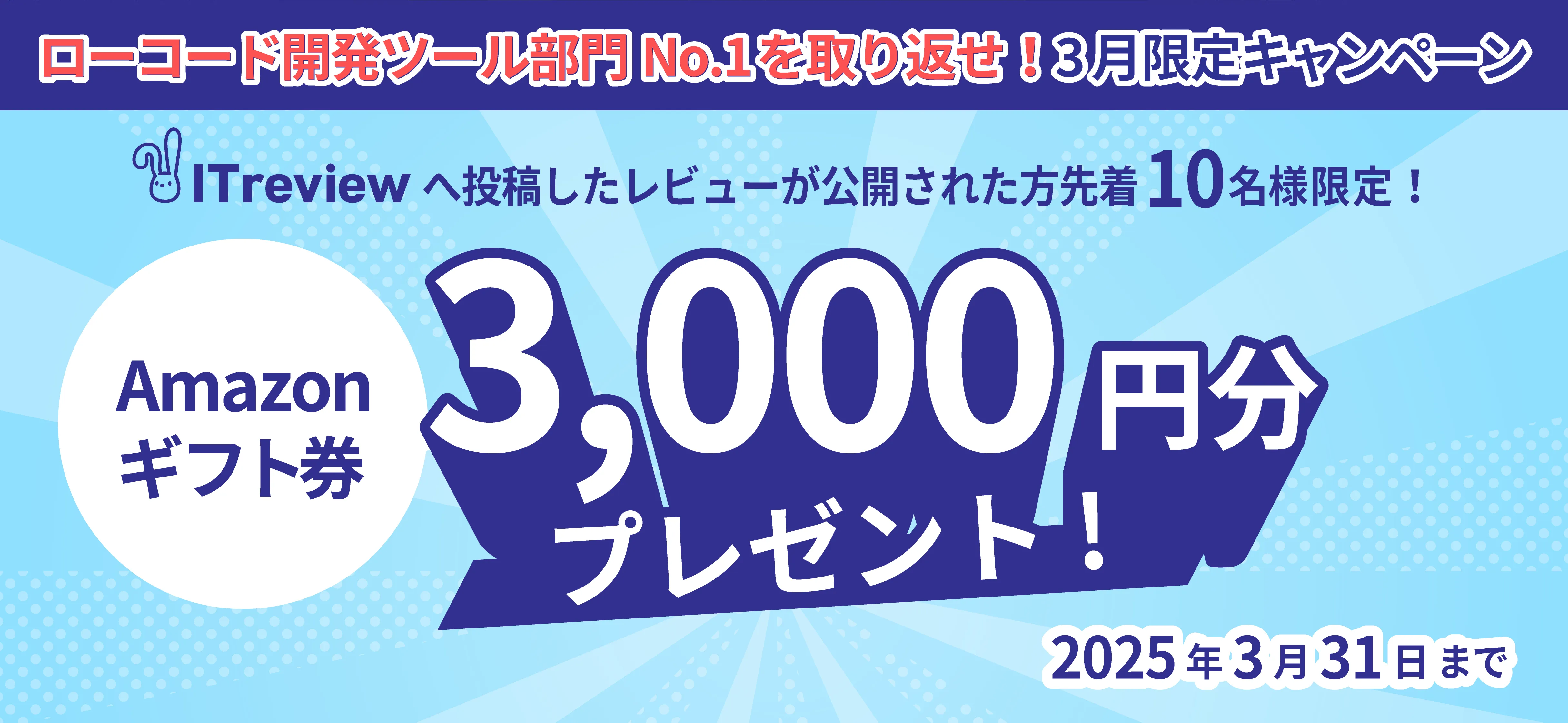 ローコード開発部門ツールNo.1を取り戻せ！3月限定キャンペーン｜【ITreview】